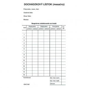 Dochádzkový lístok mesačný (kartón) Igaz | Lamitec.sk